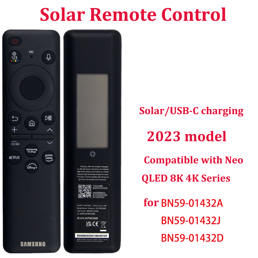 Năng lượng mặt trời/usb-c Sạc giọng nói Điều khiển SAMSUNG SMART 4K 8K ...
