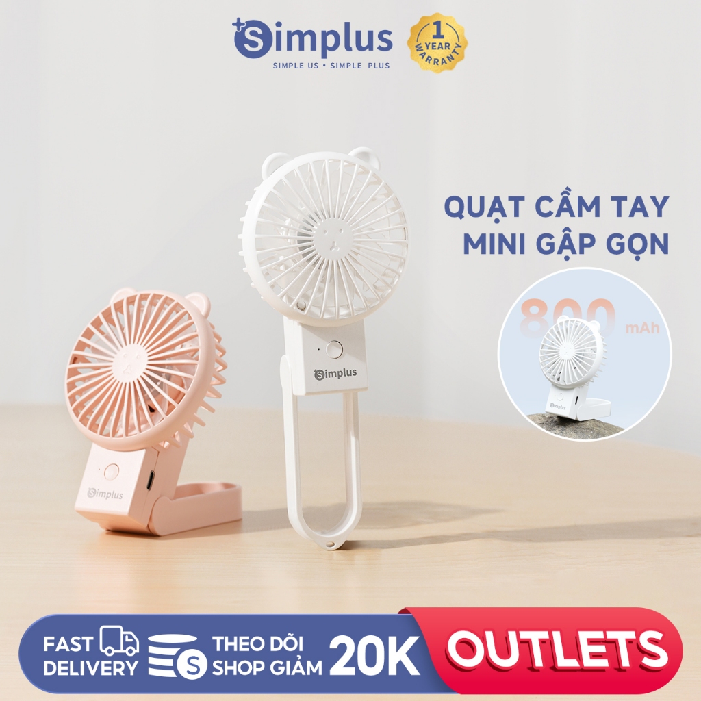 Simplus Lite3 Quạt Cầm Tay Nhỏ Xinh Dễ Thương Mini Tiện Lợi Có Thể Gập Lại 3 Tốc Độ Gió Sạc Type ...