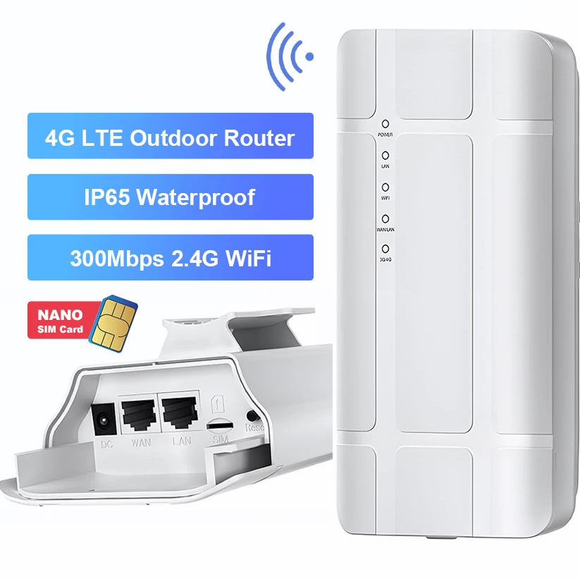 Bộ định tuyến WiFi ngoài trời 4G LTE Mở khóa Modem CPE 300Mbps với khe ...