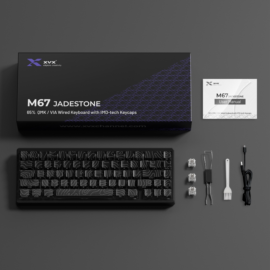Bàn phím cơ XVX M67 JadeStone với Keycaps IMD-Tech Thêm ổn định Bàn phím địa hình ba chế độ LED ...