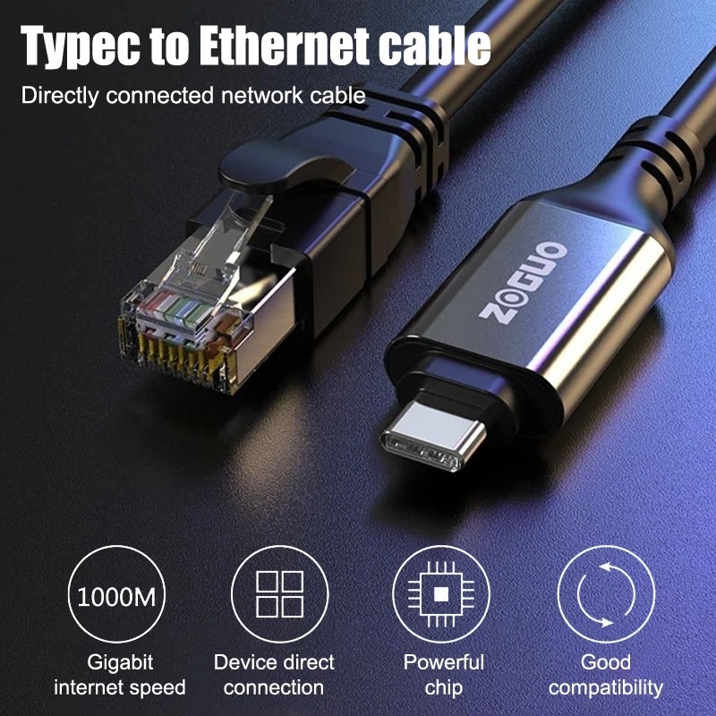 1m 2m 3m 5m 10m USB Type C Sang RJ45 Cáp Ethernet 100m 1000m USB3.0 Dây Mạng Gigabit USB C LAN ...