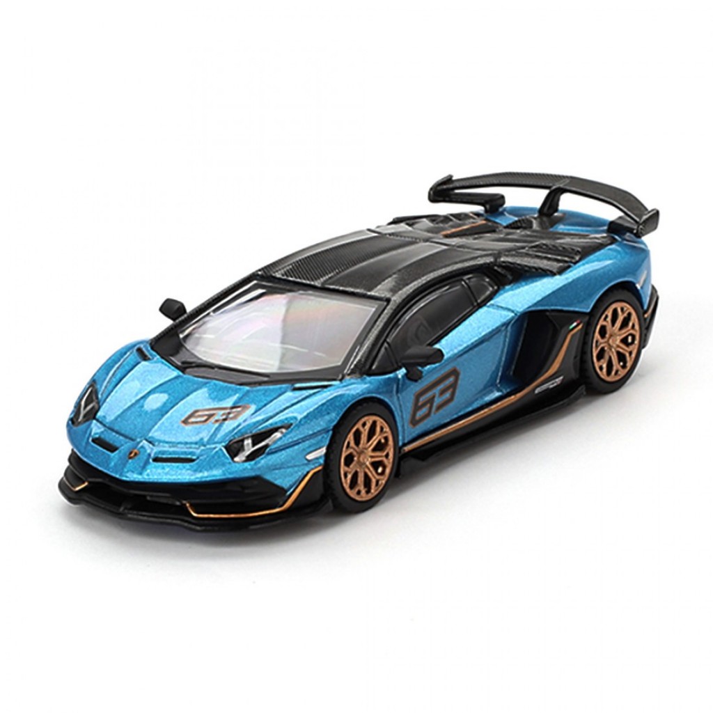 Mini GT MGT00784 784 1 / 64 Lamborghini Aventador SVJ 63 Blu Aegir LHD ...