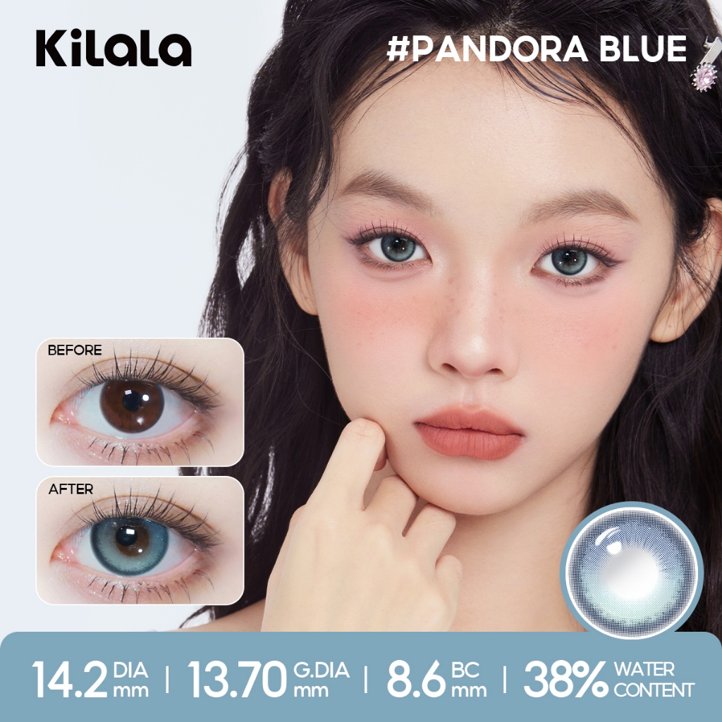 Kính áp tròng Kilala màu lam Pandora Blue lens cận 6 tháng DIA 14.2mm ...