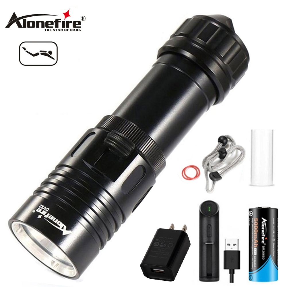 Alonefire DV32 XM-L2 Đèn pin lặn LED Cắm trại ngoài trời dưới nước Chống nước Lặn biển Đèn pin ...