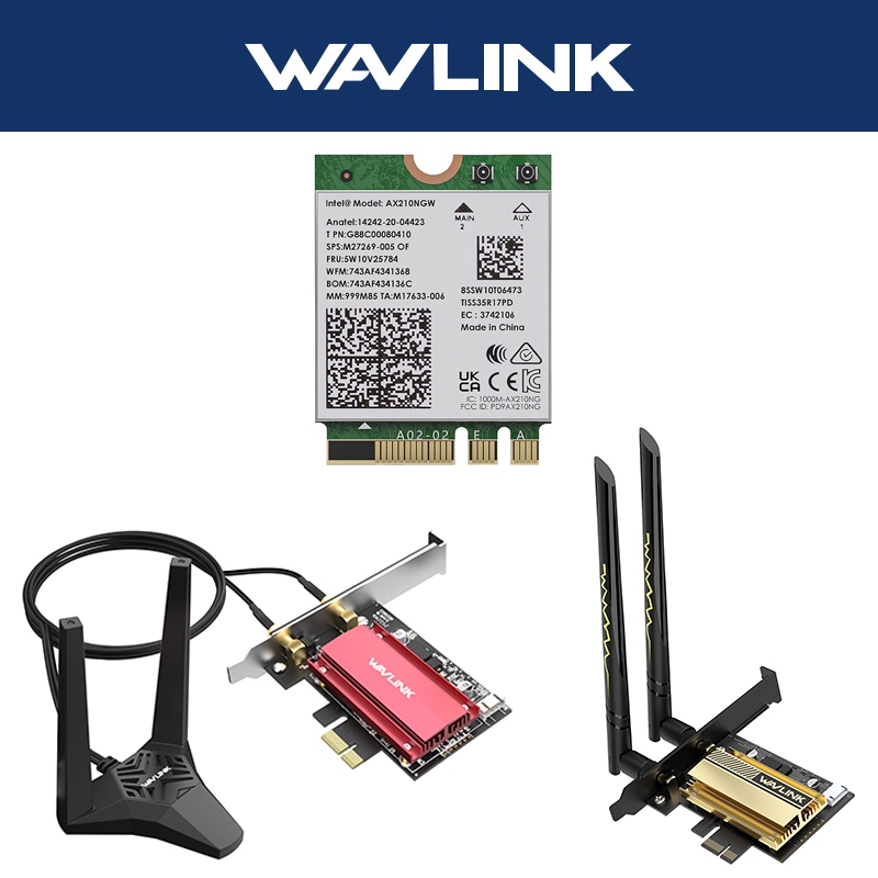 Thẻ WiFi WAVLINK AX210 WiFI6e 5400Mbps M.2 / PCIe Card mạng có Bluetooth 5.3 MU-MIMO, WPA3 ...