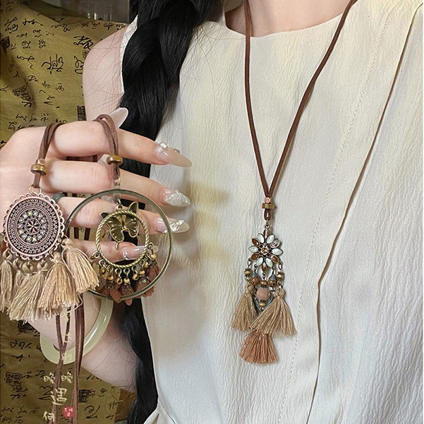 Thời Trang Bohemian Hoa Vòng Cổ Dây Da Tua Rua Áo Len Dây Chuyền Bướm Giấc Mơ Bắt Dây Chuyền ...