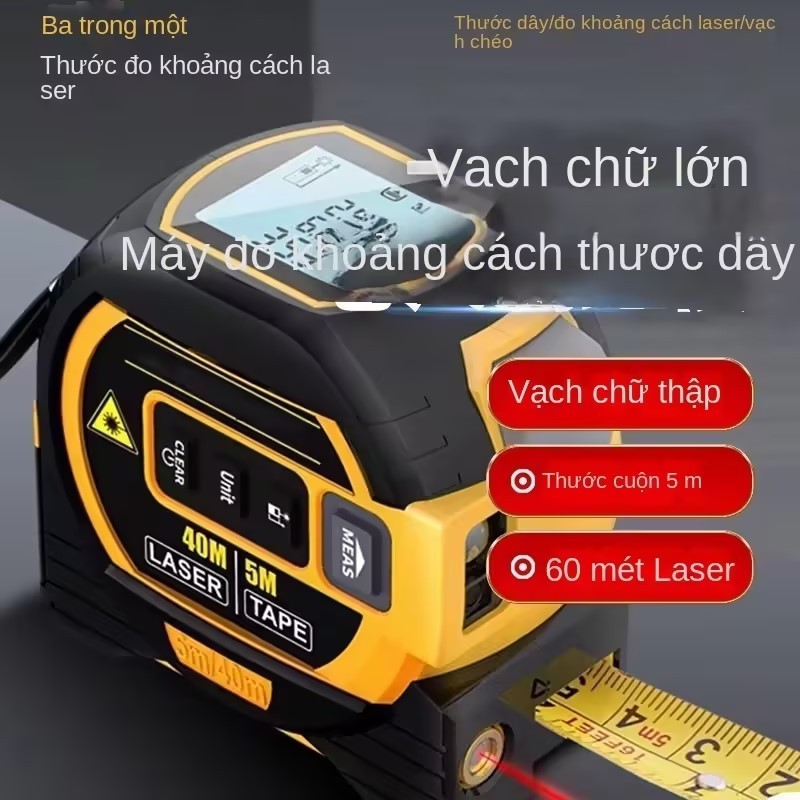 Thước dây laser ba trong một, thước dây thép hồng ngoại có độ chính xác ...