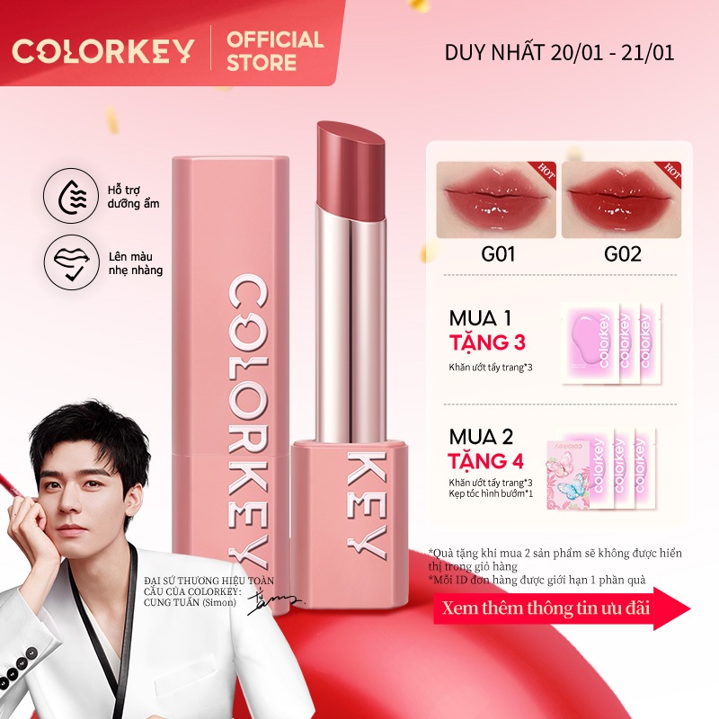 Son môi dưỡng ẩm bóng trang điểm 2 trong 1 COLORKEY 3g | Shopee Việt Nam