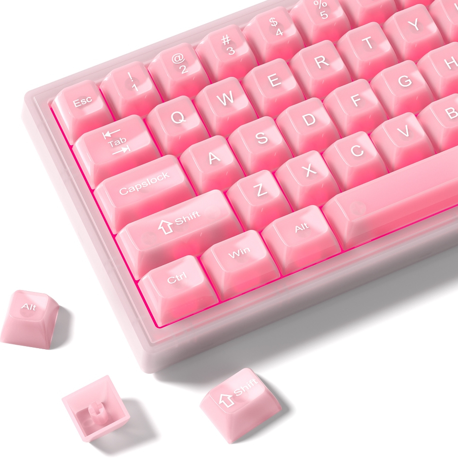 Womier Frosted Pink Translucent Keycaps MDA Profile 115 Phím Key Caps ...
