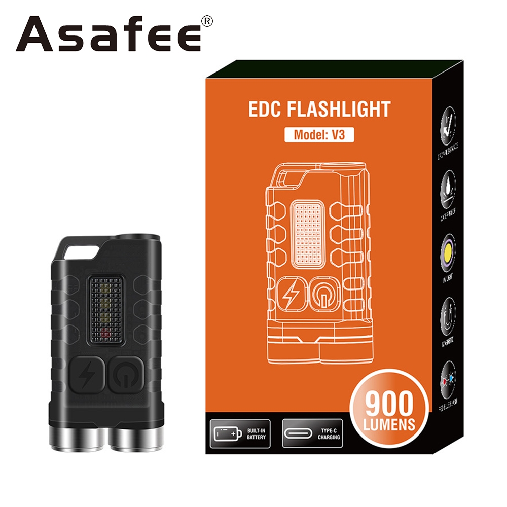 Đèn pin Mini Asafee V3 LED kép EDC 1000LM có đèn đỏ + tia cực tím USB ...
