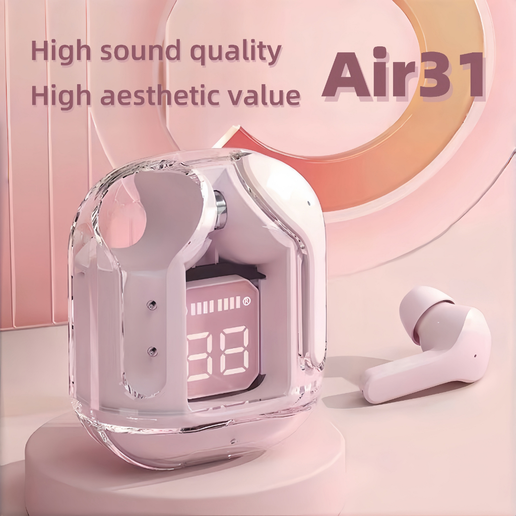 Tai nghe nhét tai Bluetooth không dây, màn hình pin trong suốt Air31, micro chính hãng, nút tai ...