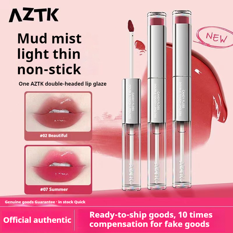 🌷Sản phẩm chính hãng🌷Son Aztk hai đầu Aztk Son tráng gương Ánh sáng nước Không dễ phai màu Cốc ...