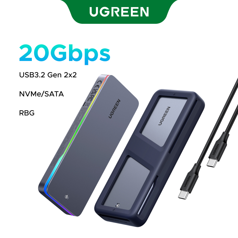 Hộp đựng ổ cứng SSD UGREEN 20Gbps M2 M.2 NVMe SATA SSD Enclosure Adapter USB 3.2 Gen2 | Shopee ...