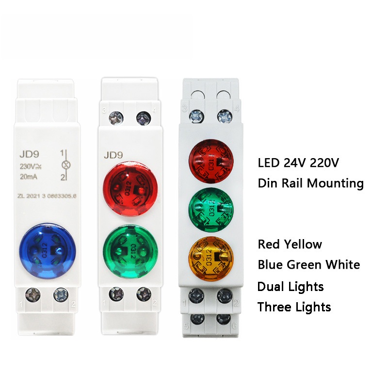 Din Rail Mount LED Signal Lamp Series AC / DC 24V 220V Đèn thí điểm chỉ ...