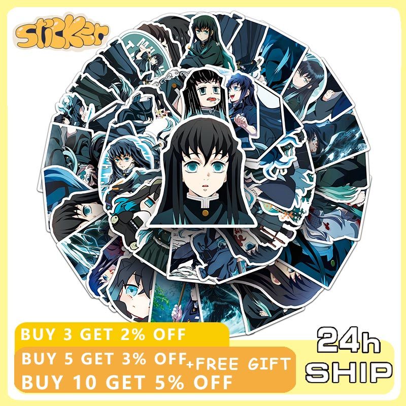 Bộ 50 Tokitou Muichirou Anime Demon Slayer Miếng Dán Hoạt Hình Graffiti ...