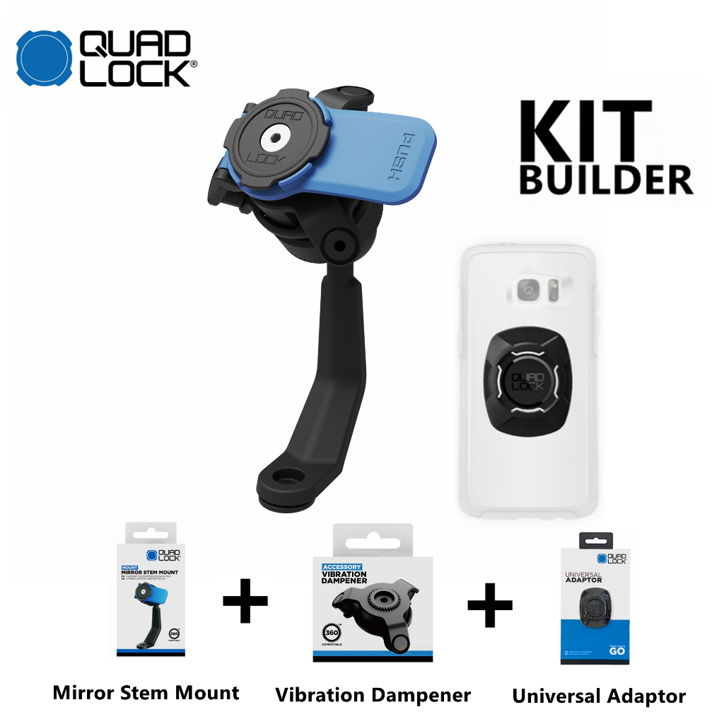 Bộ chính hãng Builder Quad Lock Mirror Stem Mount với bộ giảm chấn rung với giá đỡ điện thoại xe ...