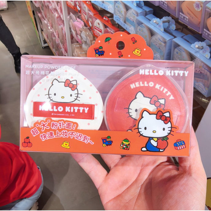 Puff Đệm Marshmallow cỡ lớn Miniso Hello Kitty (2 cái + Hộp đựng ...