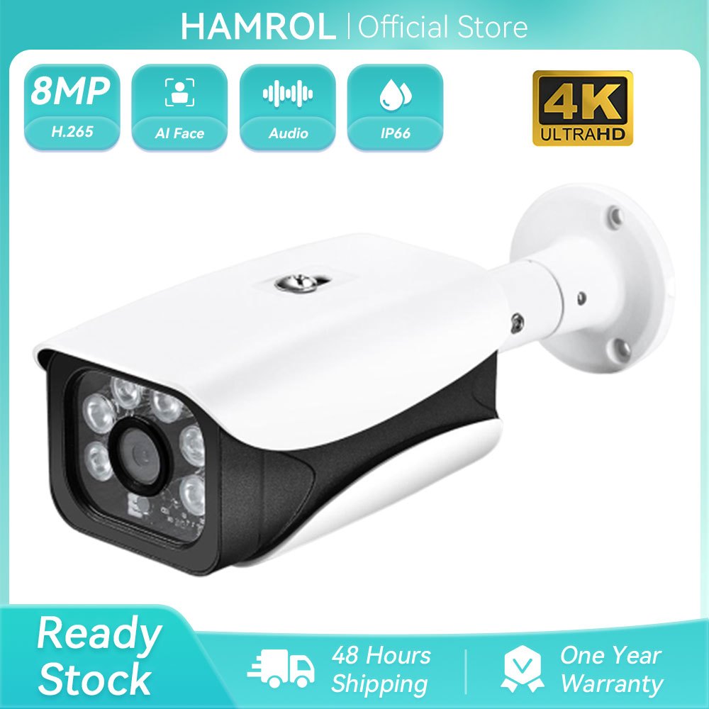 Hamrol 8MP 5MP 4MP Audio H.265 POE IP Camera AI Face Detection ...