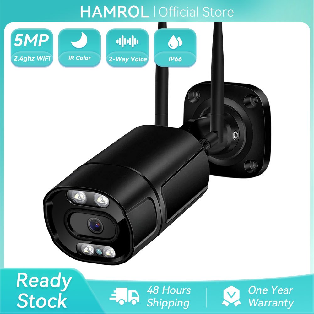 Hamrol 5MP WIFI Color Night Vision All Black IP Camera Outdoor ...