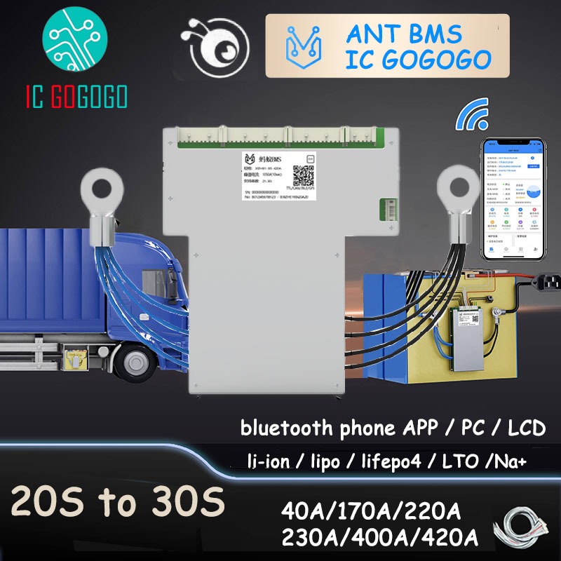 Smart 20S ~ 30S ANT BMS Lifepo4 li-ion LTO Bảng bảo vệ pin 170A 220A ...