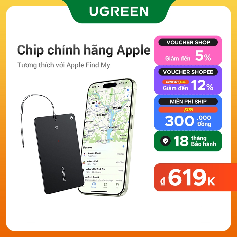Ugreen Thiết bị theo dõi GPS thông minh Thiết bị theo dõi Mini cho ...