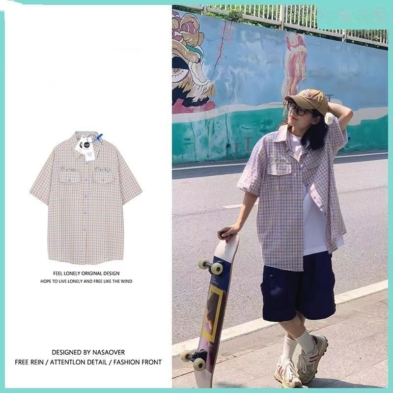 [Jiny] Cityboy, Họa tiết ca rô màu tương phản chất lượng cao, Áo sơ mi ...