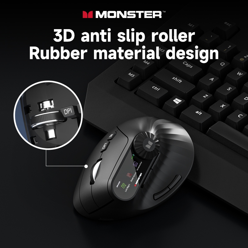 Monster M2 MAX Chuột không dây Công thái học Chuột dọc 10 phím 800-4000 DPI LED Bluetooth USB ...