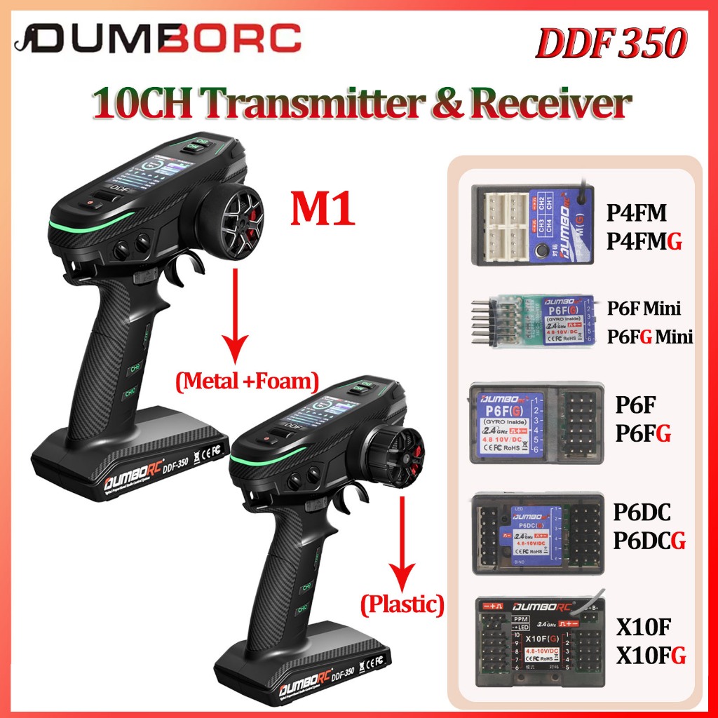 Dumborc DDF-350 10CH Bộ phát 10 kênh P4FM P6F P6F Mini Thu M1 Kim loại Handwheel Điều khiển từ ...