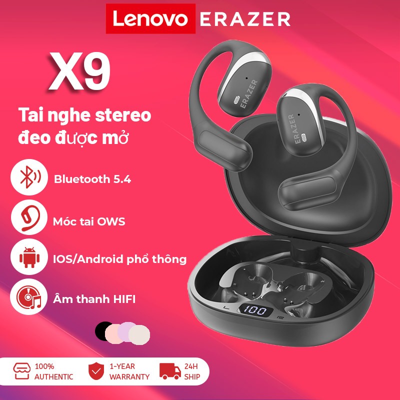 Lenovo ERAZER X9 OWS Tai nghe không dây Bluetooth 5.4 Tai nghe âm thanh nổi 3D Giảm tiếng ồn ...