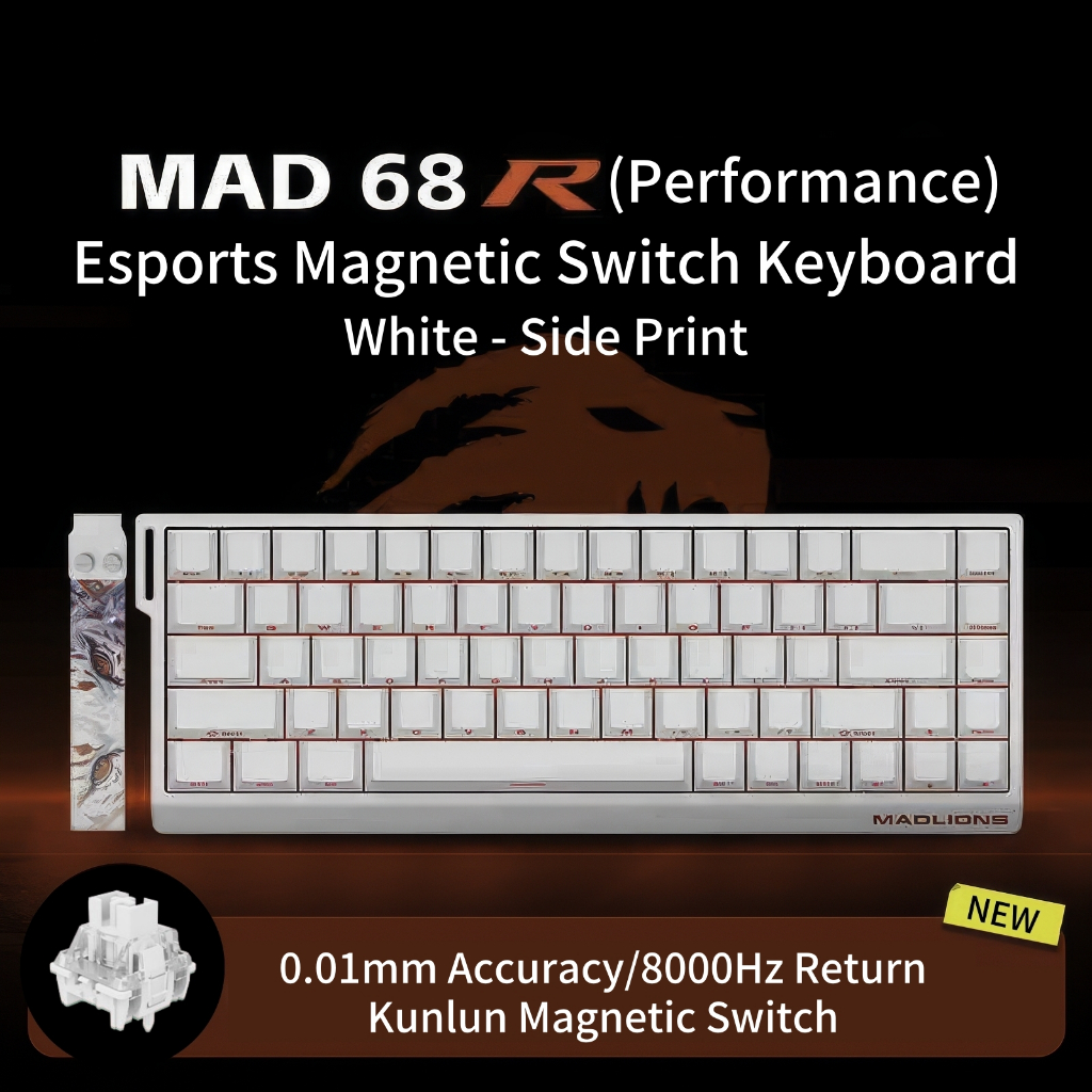 Madlions MAD60 / MAD68 HE Bàn phím cơ chuyển đổi từ tính màu trắng, có ...