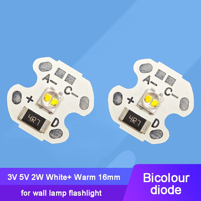 2 Chiếc 3V 5V 16mm 2W Hai Màu Trắng Ấm LED Chip Cho Đèn Pha DIY ...