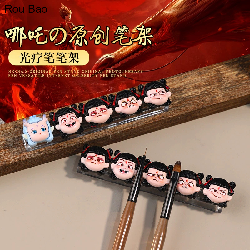 Rou Bao Nail Nezha Aobin Brush Holder Phim hoạt hình Acrylic Multi Grid ...