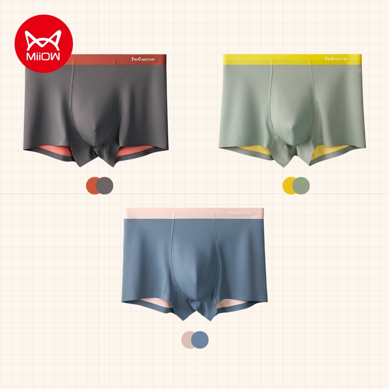 Miiow 3 Modal Quần Lót Nam Boxers Liền Mạch Kháng Khuẩn Nylon Băng Lụa Nam Boxer Quần Lót ...