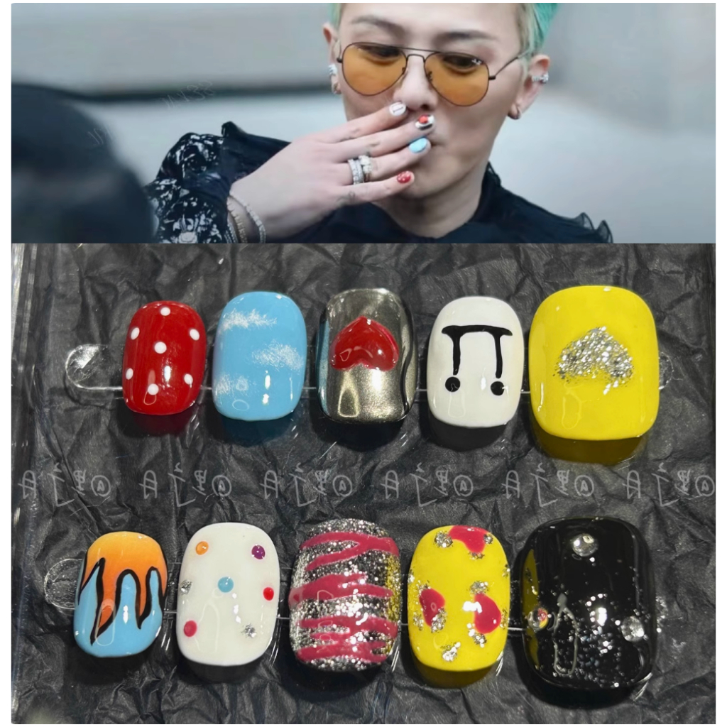 G-dragon Nhiều Màu Sắc Vẽ Tay Vẽ Móng Tay Buổi Hòa Nhạc Tùy Chỉnh Chuyển Đổi Ngọn Lửa Làm Móng ...