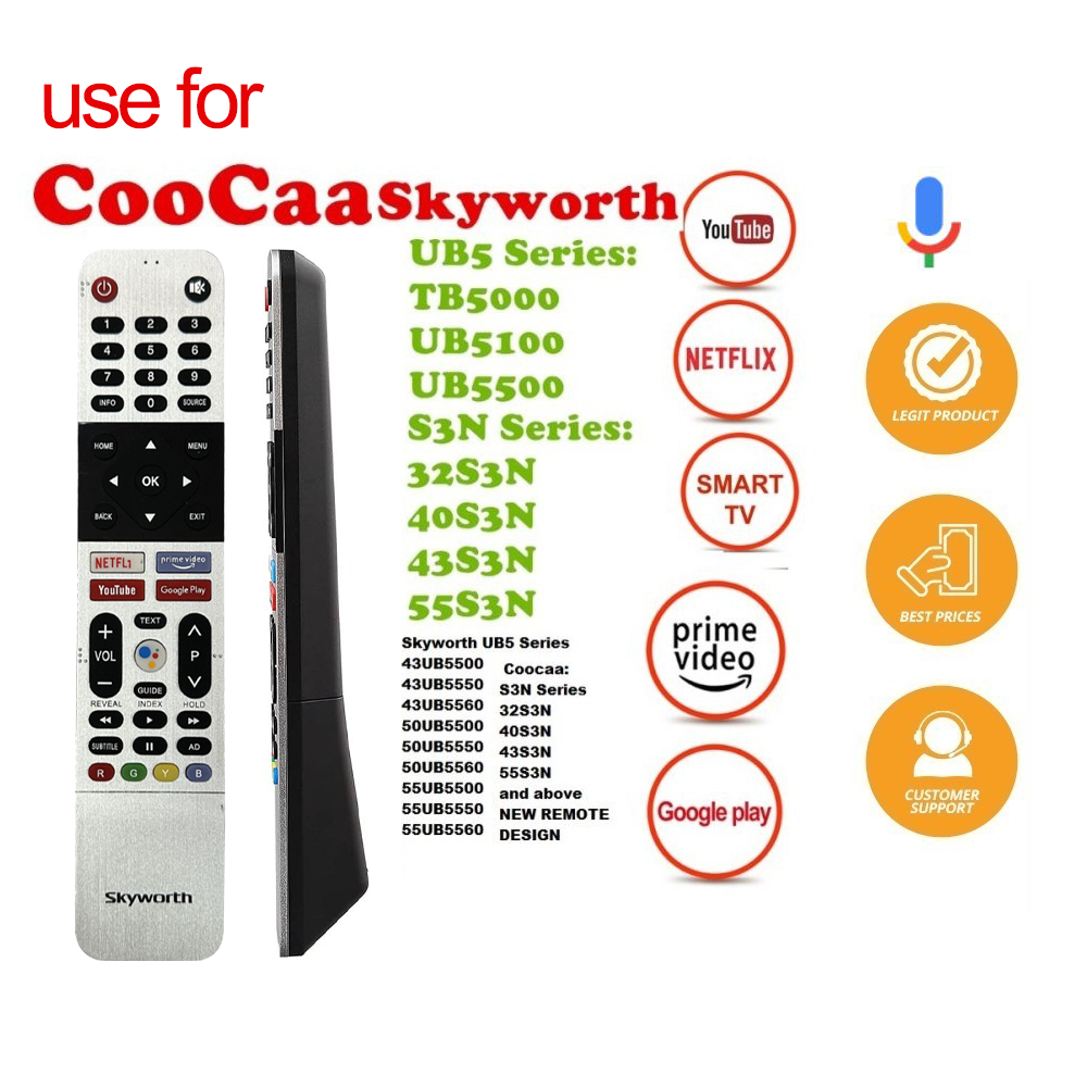 Giọng nói Remote Điều Khiển Skyworth CooCaa Smart TiVi 4K 8K UHD Android TV NETFLIX prime video ...