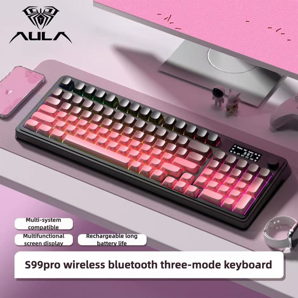 Aula S99 RGB Wireless 2.4G Bluetooth Bàn phím ba chế độ có thể sạc lại ...