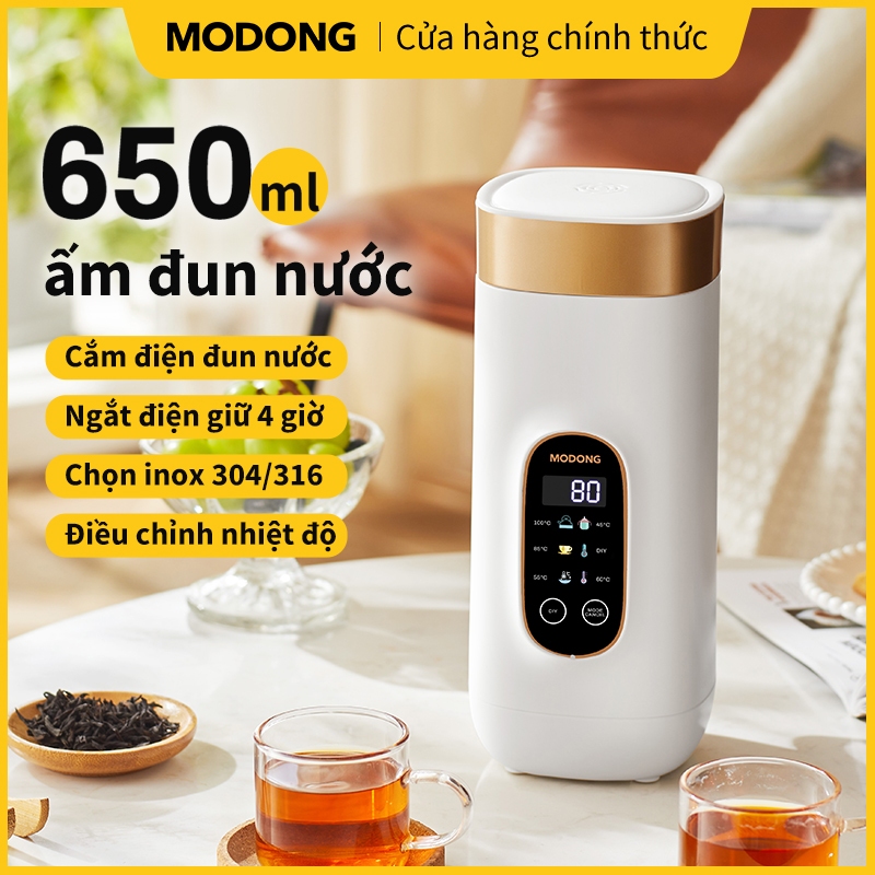 Ấm Đun Siêu Tốc Modong 650ml Cốc Nước Nóng Điện Di Động Đa Năng, Giữ Nhiệt Chất Liệu 304SS ...