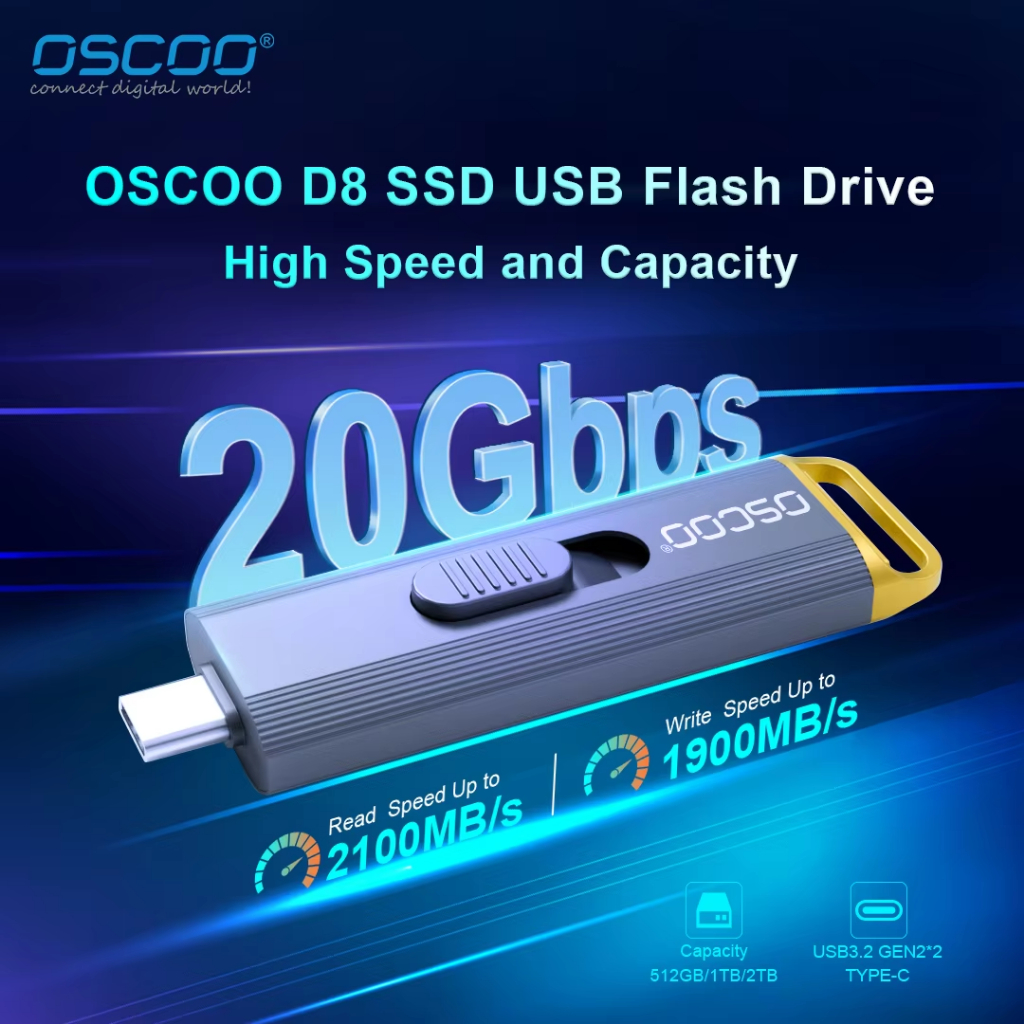 OSCOO Ultra Mini Portable SSD USB 3.2 Go OTG Type-C 1TB 2100MB/s For ...