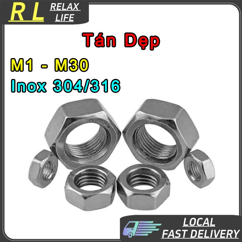 [RL] Đai Ốc, Tán Dẹp, Tán Ecu Inox 304 316 Dùng Cho Bulong M1 - M30 Hex Nut Stainless Steel ...