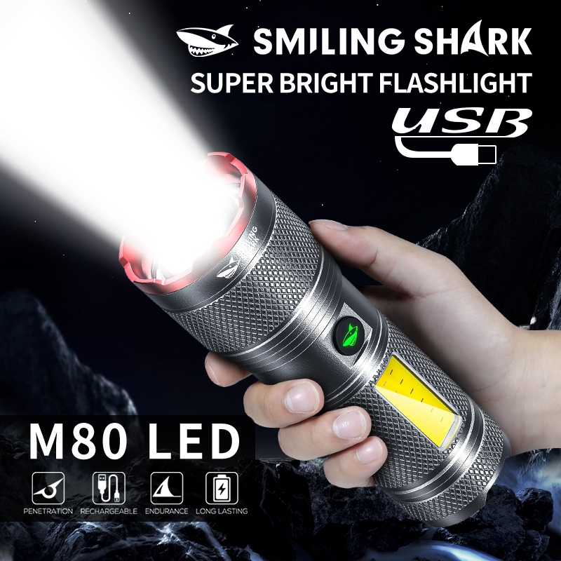 Mỉm Cười Cá Mập SD5298 Đèn Pin LED Siêu Sáng M80 7000LM 4Mode COB SideLight Type-c Sạc Công Việc ...