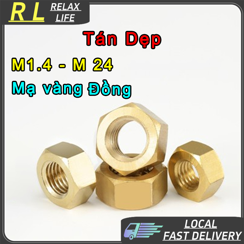 [RL] Đai Ốc, Tán Dẹp Tán Ecu Dùng Cho Bulong Mạ vàng Đồng M1.4 M1.6 M2 M2.5 M3 M4 M5 M6 M8 M10 ...