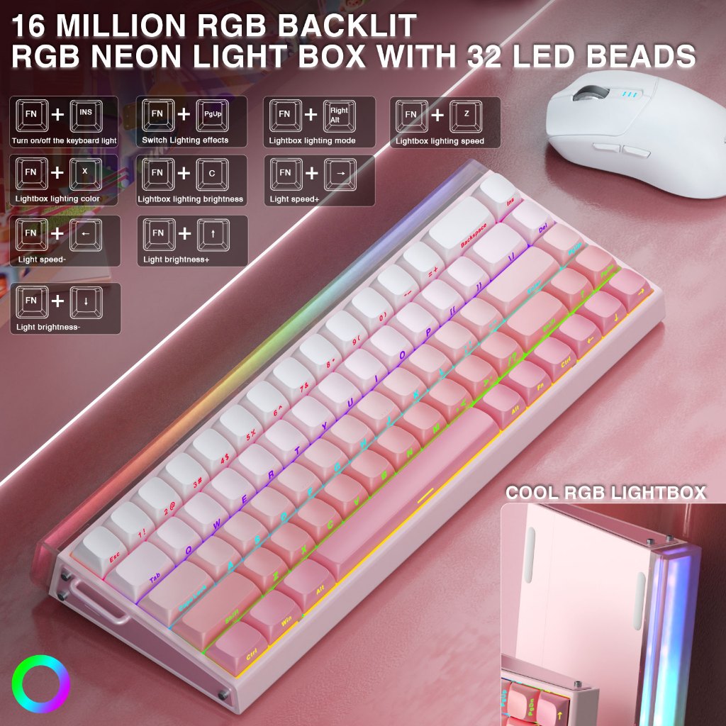 Aula HERO 68HE Bàn phím cơ RT từ tính 68Keys Bàn phím Pudding RGB có dây 8Khz có kích hoạt nhanh ...