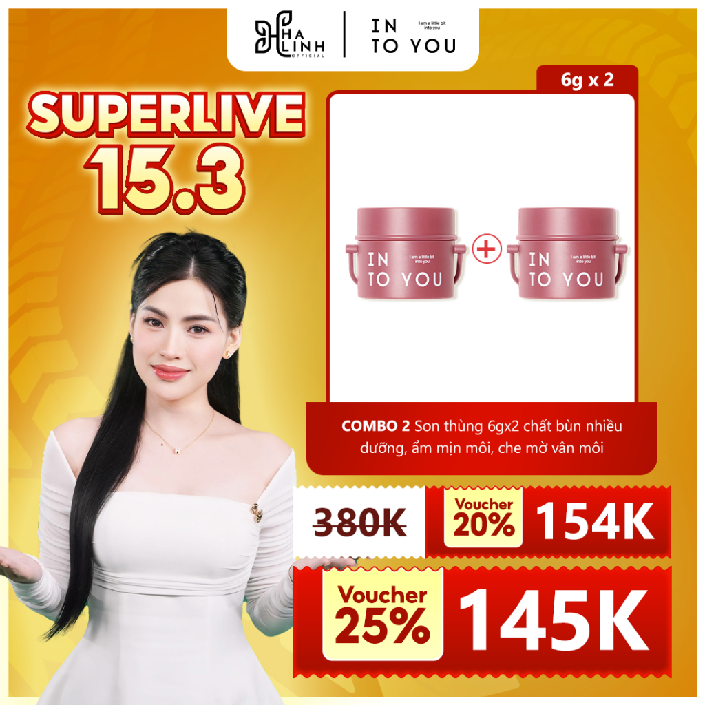 [VÕ HÀ LINH x INTOYOU] COMBO 2 Son thùng 6gx2 chất bùn nhiều dưỡng, ẩm mịn môi, che mờ vân môi ...