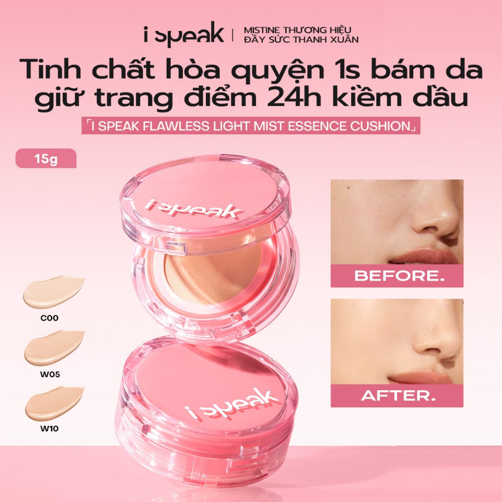 Ispeak-THƯƠNG HIỆU ĐẦY SỨC THANH XUÂN CỦA MISTINE Cushion I SPEAK cho mọi loại da giúp che phủ ...