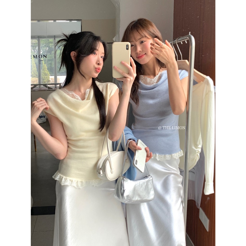 Áo len dệt kim ren và ren chắp vá phiên bản Hàn Quốc | Shopee Việt Nam