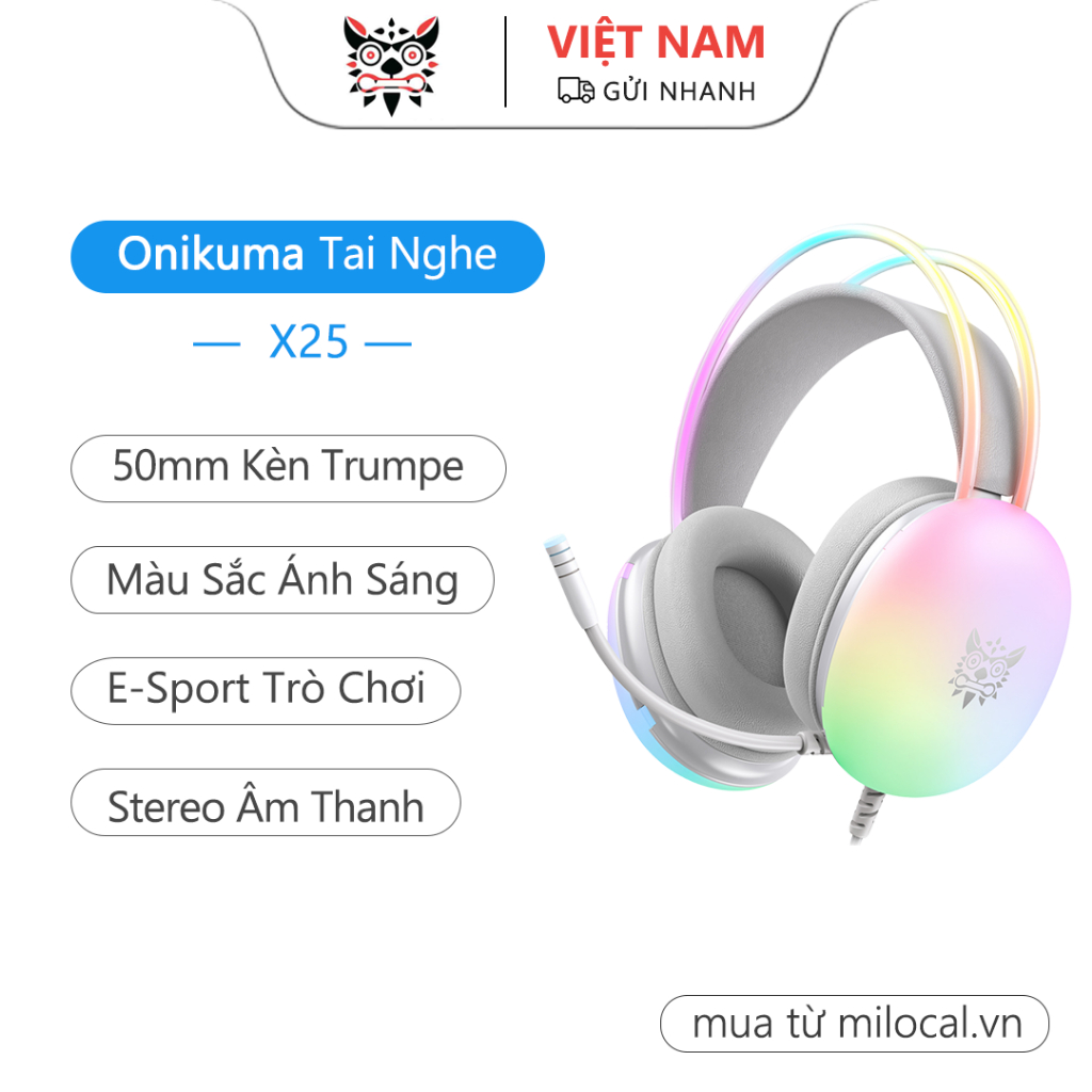 Tai nghe có dây Onikuma X25, Ánh sáng đầy màu sắc RGB, Giao tiếp rõ ...
