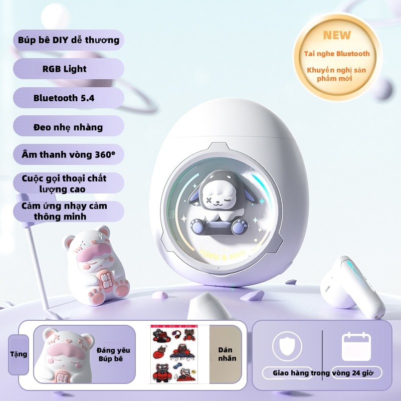 [Local Shipping] Tai nghe Bluetooth trắng ONIKUMA T302 5.4 Cute DIY Figurine 360° Surround Sound ...