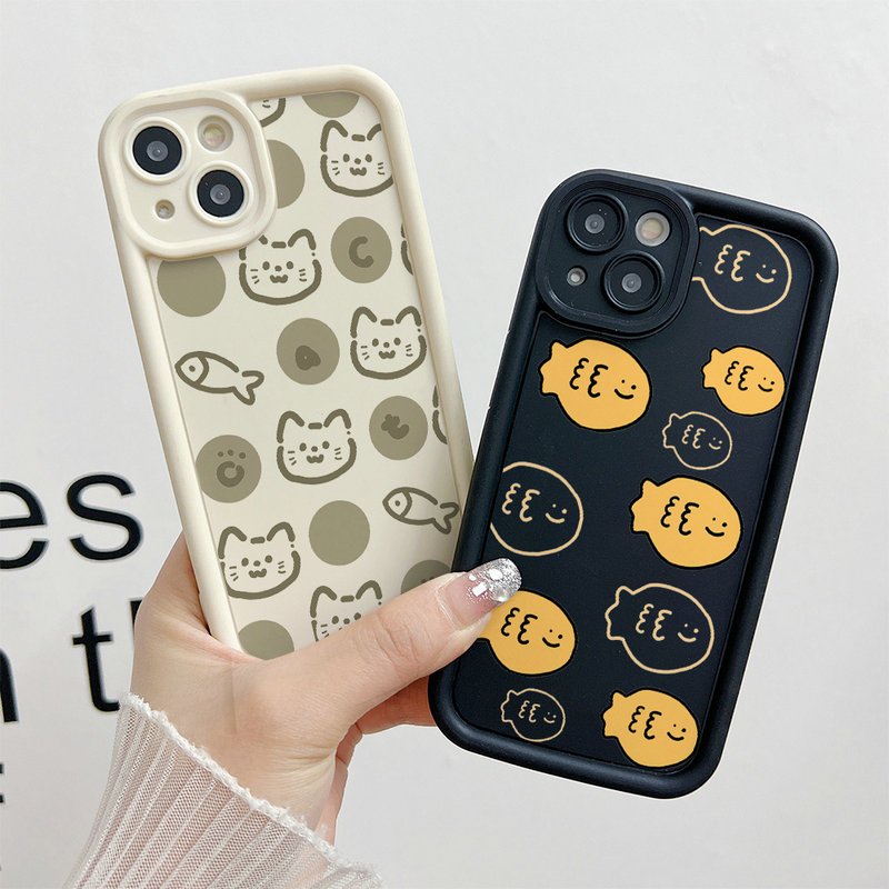 [Phiên bản nâng cấp] Vỏ điện thoại mềm Motif Mèo và Cá dễ thương cho ...