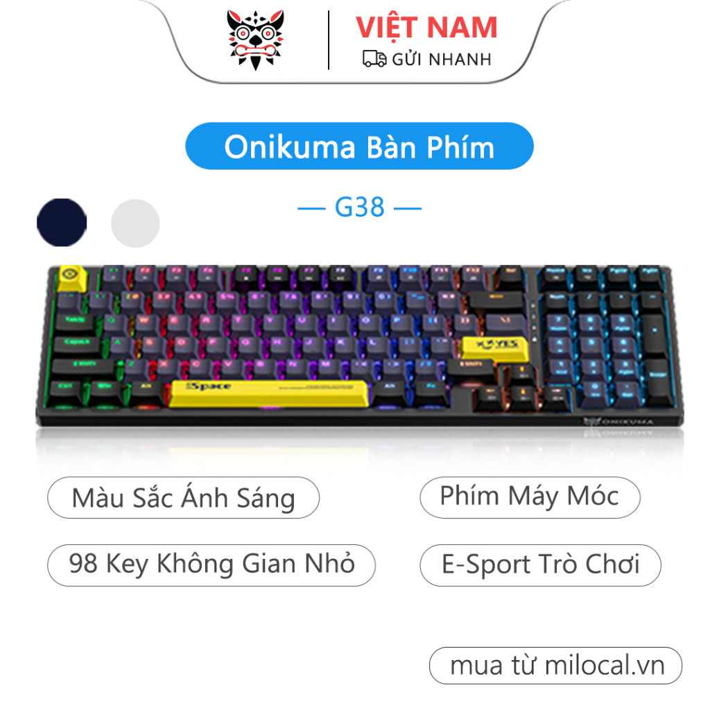 Bàn phím cơ Onikuma G38-Lethal Symbol, ABS keycap, 3 góc nghiêng, 16 ...