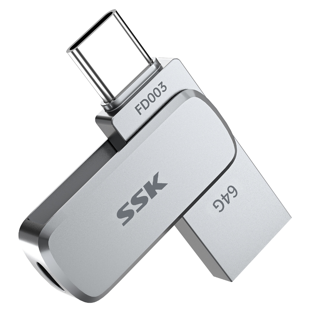 Ổ đĩa Flash SSK FD003 USB C USB 3.2 Cổng kép tốc độ cao 240MB / s cho iPhone / Android / PC 64GB ...